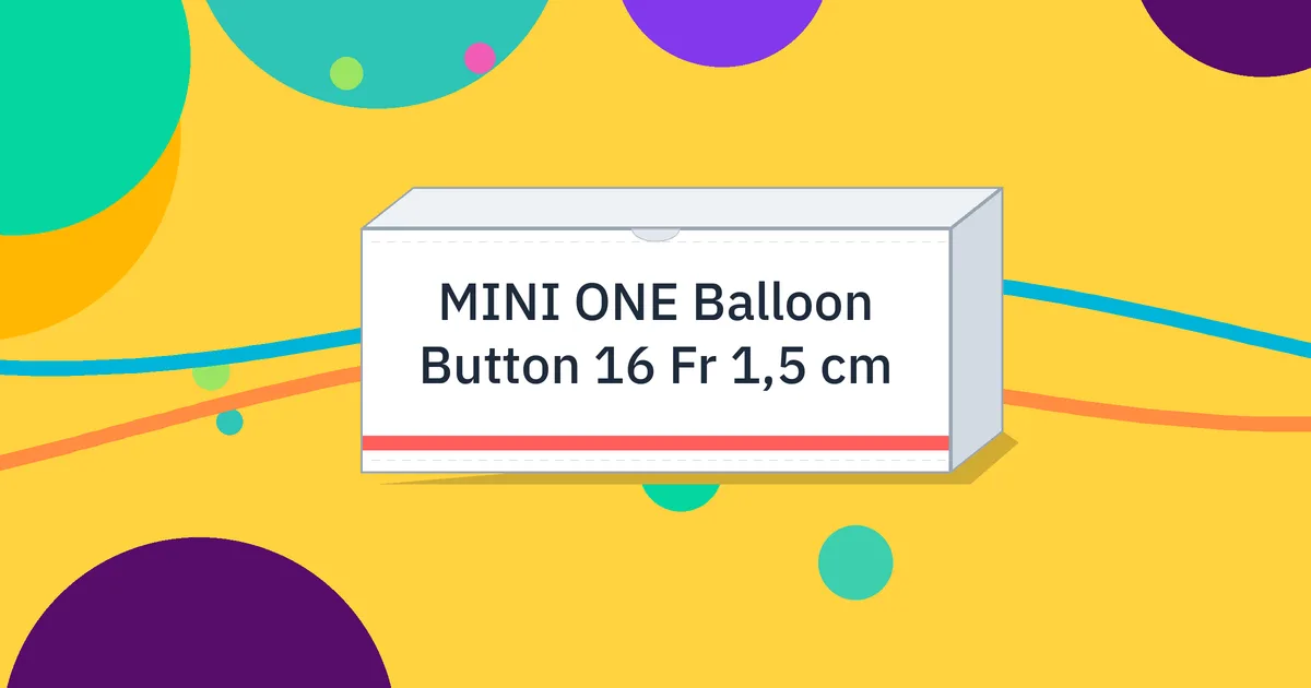 Symbolbild: Packung mit der Aufschrift MINI ONE Balloon Button 16 Fr 1,5 cm (PZN 14342052) – Verfügbarkeit und Bezug in Apotheken in Frankfurt am Main