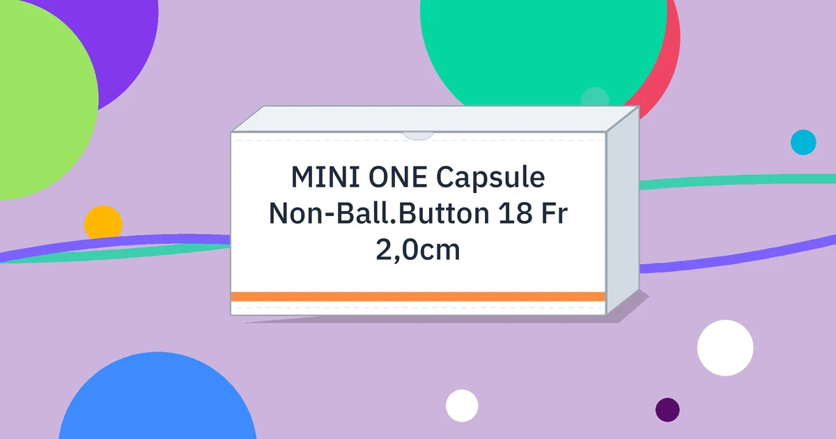 Symbolbild: Packung mit der Aufschrift MINI ONE Capsule Non-Ball.Button 18 Fr 2,0cm (PZN 14343790) – Verfügbarkeit und Bezug in Apotheken in Frankfurt am Main