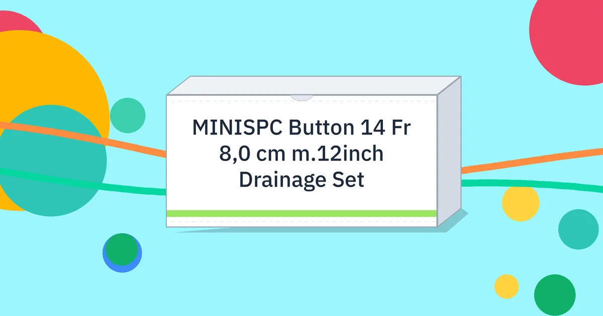 Symbolbild: Packung mit der Aufschrift MINISPC Button 14 Fr 8,0 cm m.12inch Drainage Set (PZN 20820751) – Verfügbarkeit und Bezug in Apotheken in Frankfurt am Main