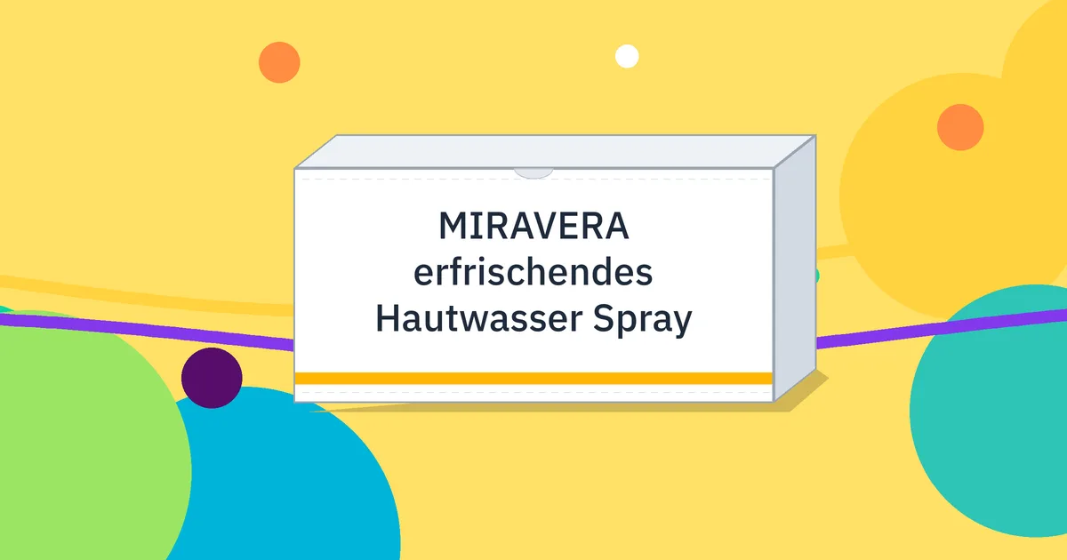 Symbolbild: Packung mit der Aufschrift MIRAVERA erfrischendes Hautwasser Spray (PZN 19946872) – Verfügbarkeit und Bezug in Apotheken in Frankfurt am Main