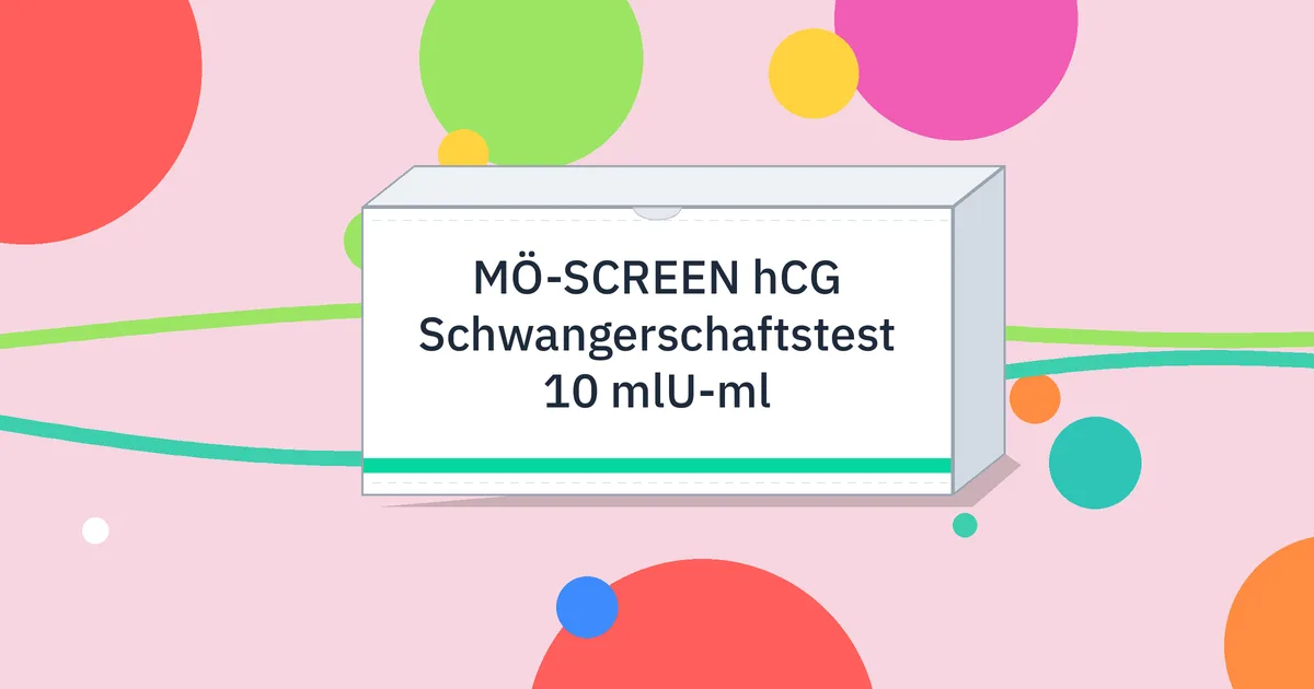 Symbolbild: Packung mit der Aufschrift MÖ-SCREEN hCG Schwangerschaftstest 10 mlU-ml (PZN 17929680) – Verfügbarkeit und Bezug in Apotheken in Frankfurt am Main