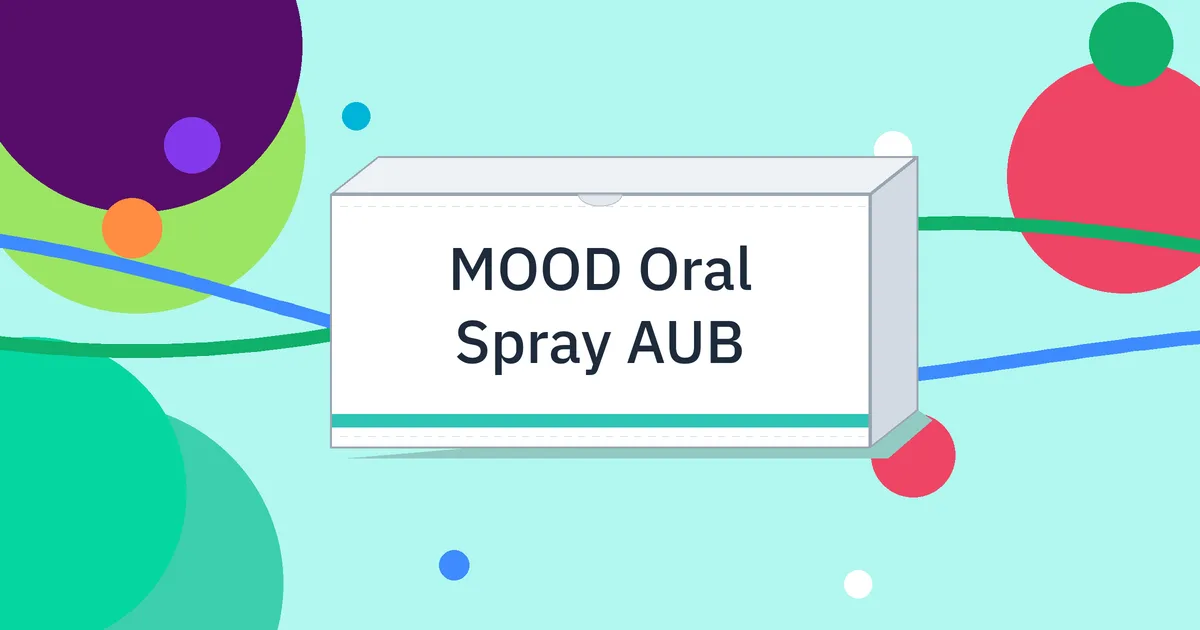 Symbolbild: Packung mit der Aufschrift MOOD Oral Spray AUB (PZN 20290916) – Verfügbarkeit und Bezug in Apotheken in Frankfurt am Main