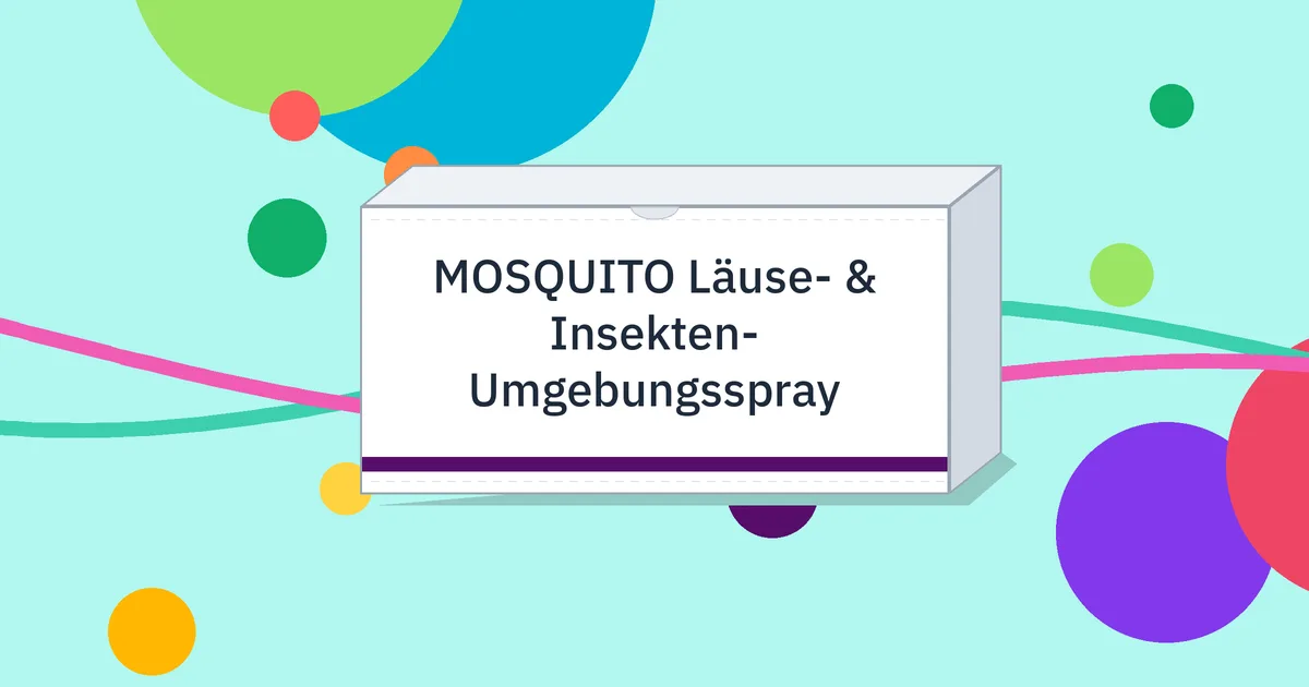 Symbolbild: Packung mit der Aufschrift MOSQUITO Läuse- & Insekten-Umgebungsspray (PZN 15434684) – Verfügbarkeit und Bezug in Apotheken in Frankfurt am Main
