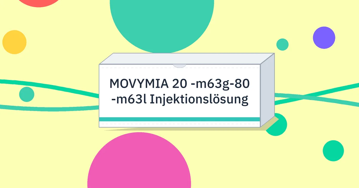 Symbolbild: Packung mit der Aufschrift MOVYMIA 20 -m63g-80 -m63l Injektionslösung (PZN 18456611) – Verfügbarkeit und Bezug in Apotheken in Frankfurt am Main