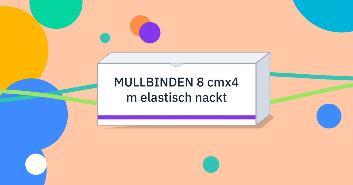 Symbolbild: Packung mit der Aufschrift MULLBINDEN 8 cmx4 m elastisch nackt (PZN 07623075) – Verfügbarkeit und Bezug in Apotheken in Frankfurt am Main
