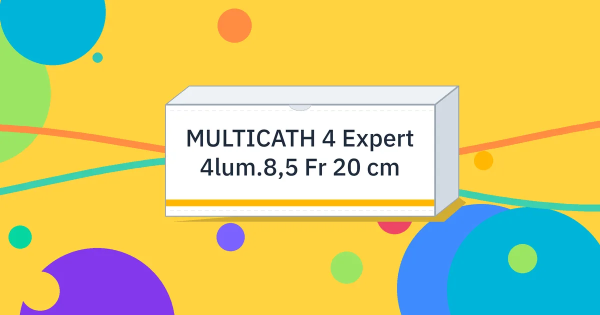 Symbolbild: Packung mit der Aufschrift MULTICATH 4 Expert 4lum.8,5 Fr 20 cm (PZN 09446565) – Verfügbarkeit und Bezug in Apotheken in Frankfurt am Main