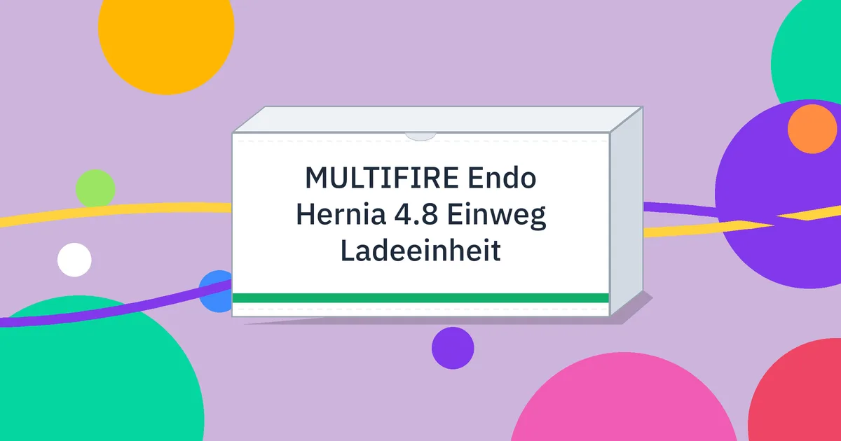 Symbolbild: Packung mit der Aufschrift MULTIFIRE Endo Hernia 4.8 Einweg Ladeeinheit (PZN 07602653) – Verfügbarkeit und Bezug in Apotheken in Frankfurt am Main