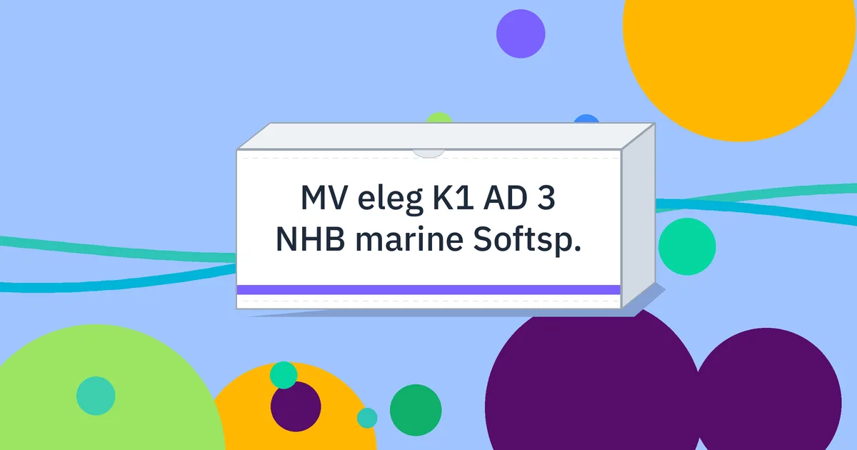 Symbolbild: Packung mit der Aufschrift MV eleg K1 AD 3 NHB marine Softsp. (PZN 15675465) – Verfügbarkeit und Bezug in Apotheken in Frankfurt am Main