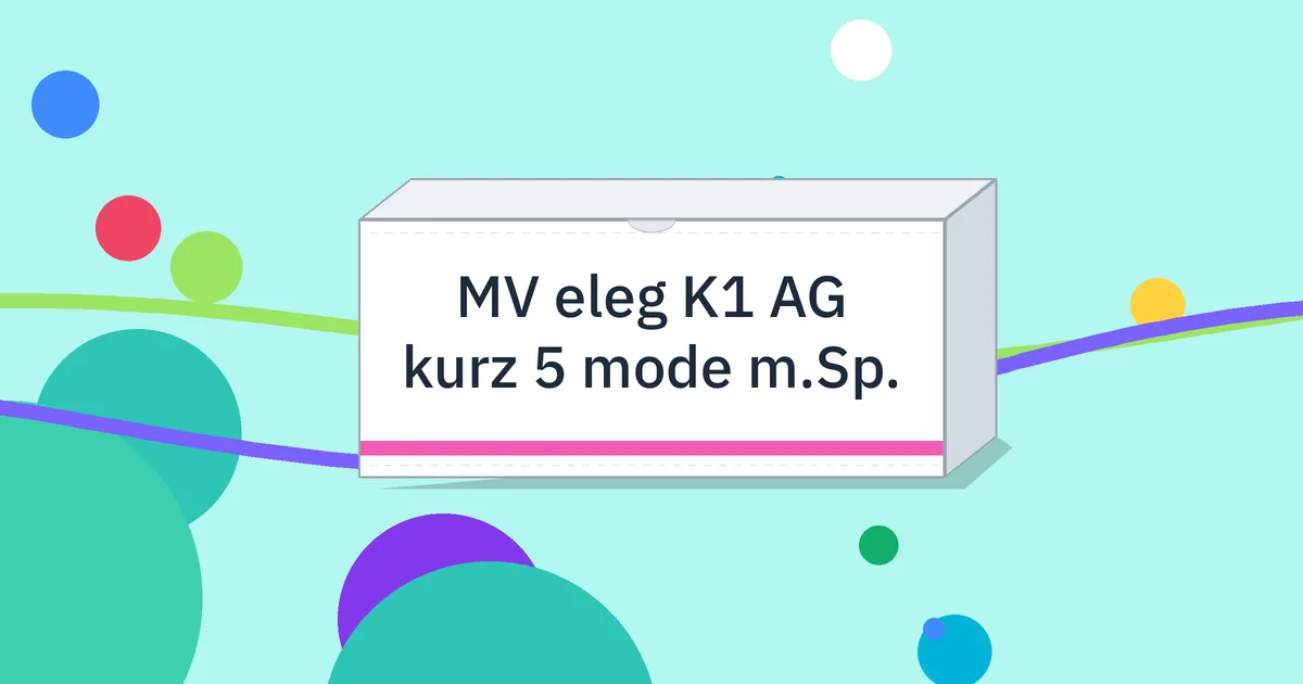 Symbolbild: Packung mit der Aufschrift MV eleg K1 AG kurz 5 mode m.Sp. (PZN 04540555) – Verfügbarkeit und Bezug in Apotheken in Frankfurt am Main