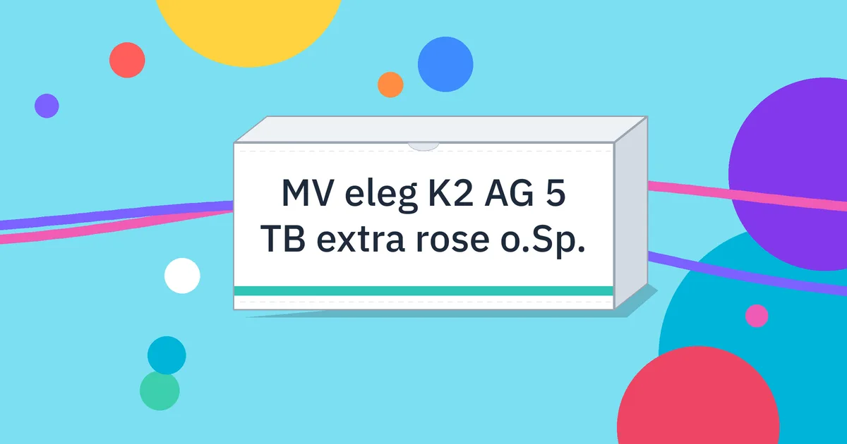 Symbolbild: Packung mit der Aufschrift MV eleg K2 AG 5 TB extra rose o.Sp. (PZN 14699162) – Verfügbarkeit und Bezug in Apotheken in Frankfurt am Main