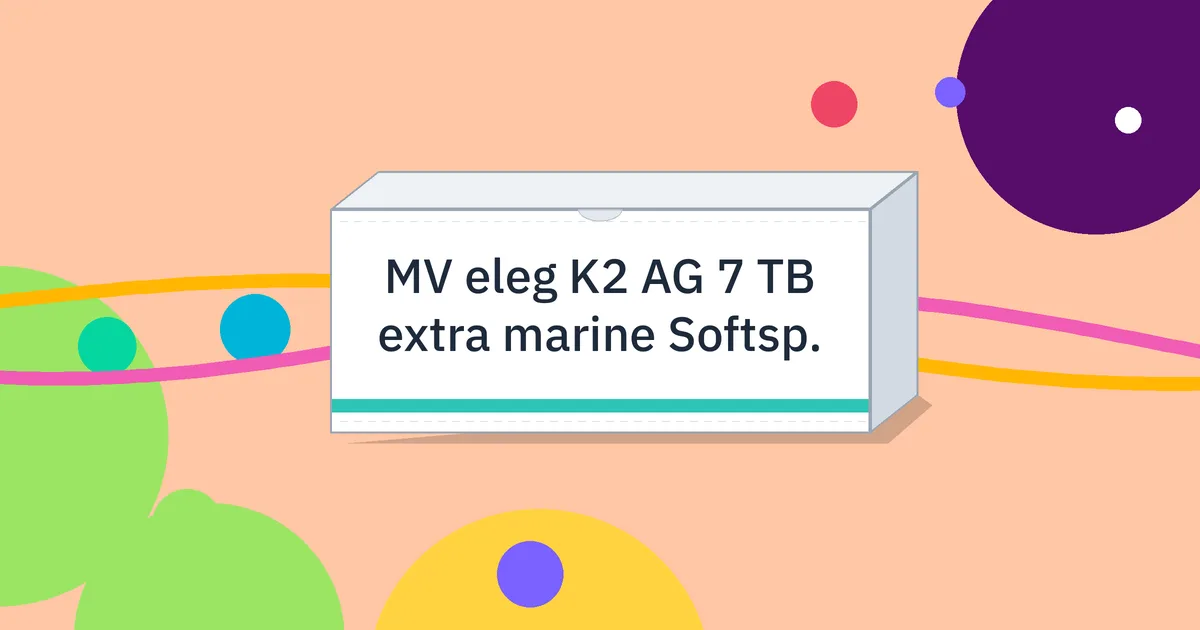 Symbolbild: Packung mit der Aufschrift MV eleg K2 AG 7 TB extra marine Softsp. (PZN 14610788) – Verfügbarkeit und Bezug in Apotheken in Frankfurt am Main