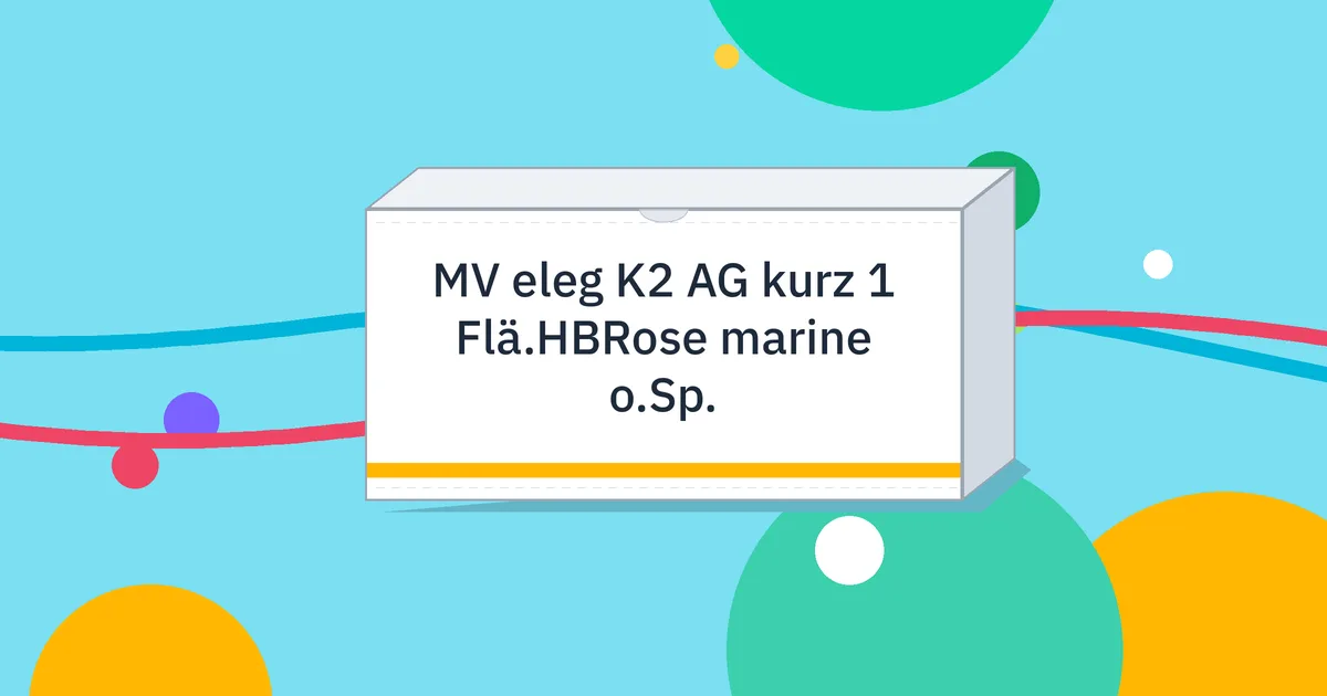 Symbolbild: Packung mit der Aufschrift MV eleg K2 AG kurz 1 Flä.HBRose marine o.Sp. (PZN 15704847) – Verfügbarkeit und Bezug in Apotheken in Frankfurt am Main