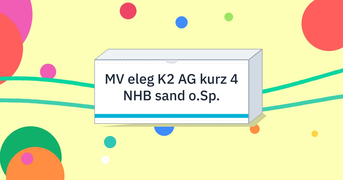 Symbolbild: Packung mit der Aufschrift MV eleg K2 AG kurz 4 NHB sand o.Sp. (PZN 18925514) – Verfügbarkeit und Bezug in Apotheken in Frankfurt am Main