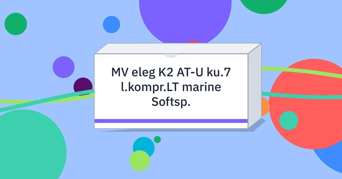 Symbolbild: Packung mit der Aufschrift MV eleg K2 AT-U ku.7 l.kompr.LT marine Softsp. (PZN 14597496) – Verfügbarkeit und Bezug in Apotheken in Frankfurt am Main