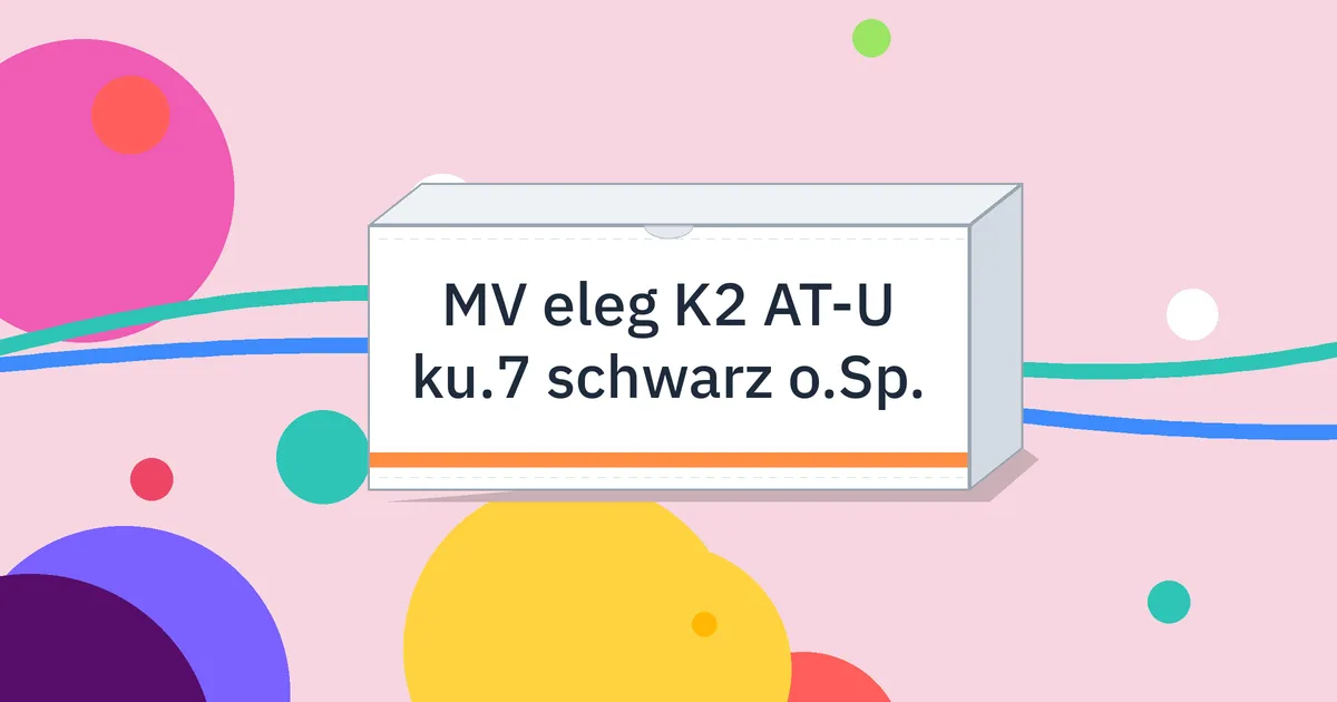 Symbolbild: Packung mit der Aufschrift MV eleg K2 AT-U ku.7 schwarz o.Sp. (PZN 00315726) – Verfügbarkeit und Bezug in Apotheken in Frankfurt am Main
