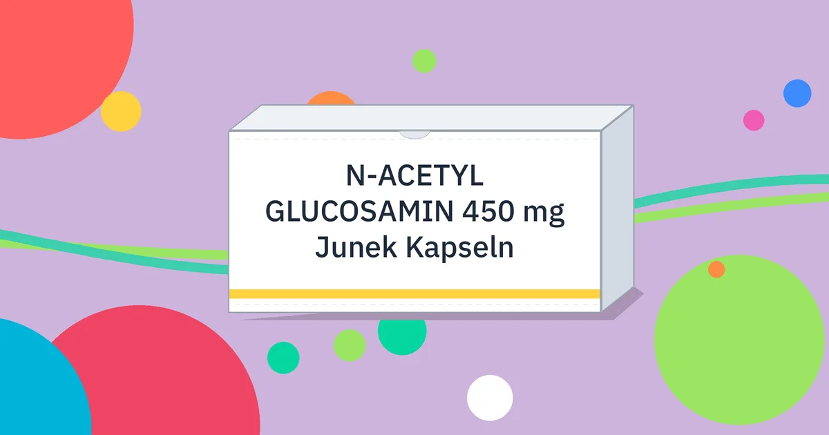 Symbolbild: Packung mit der Aufschrift N-ACETYL GLUCOSAMIN 450 mg Junek Kapseln (PZN 01161604) – Verfügbarkeit und Bezug in Apotheken in Frankfurt am Main