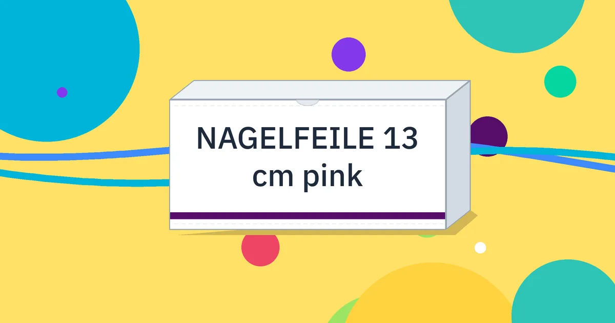 Symbolbild: Packung mit der Aufschrift NAGELFEILE 13 cm pink (PZN 01511837) – Verfügbarkeit und Bezug in Apotheken in Frankfurt am Main