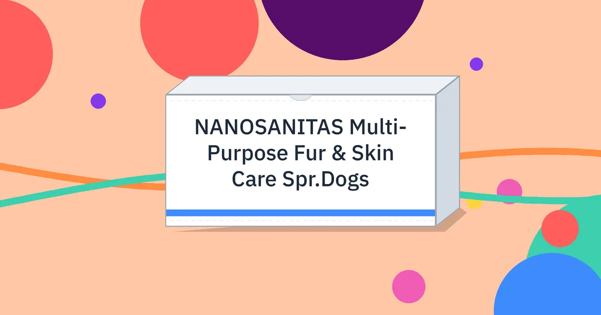 Symbolbild: Packung mit der Aufschrift NANOSANITAS Multi-Purpose Fur & Skin Care Spr.Dogs (PZN 19195992) – Verfügbarkeit und Bezug in Apotheken in Frankfurt am Main