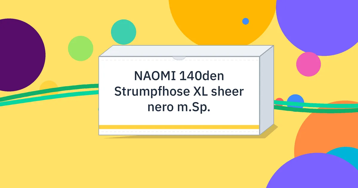 Symbolbild: Packung mit der Aufschrift NAOMI 140den Strumpfhose XL sheer nero m.Sp. (PZN 16177947) – Verfügbarkeit und Bezug in Apotheken in Frankfurt am Main
