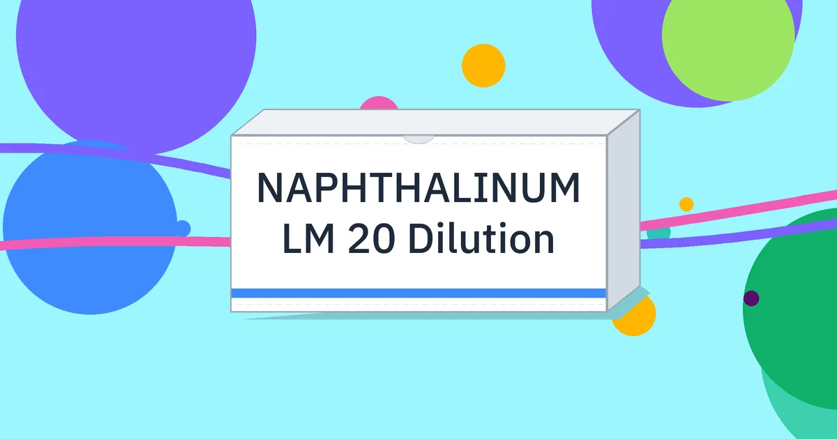 Symbolbild: Packung mit der Aufschrift NAPHTHALINUM LM 20 Dilution (PZN 12958547) – Verfügbarkeit und Bezug in Apotheken in Frankfurt am Main