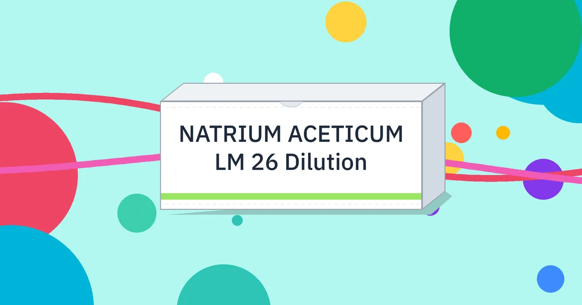 Symbolbild: Packung mit der Aufschrift NATRIUM ACETICUM LM 26 Dilution (PZN 12959104) – Verfügbarkeit und Bezug in Apotheken in Frankfurt am Main