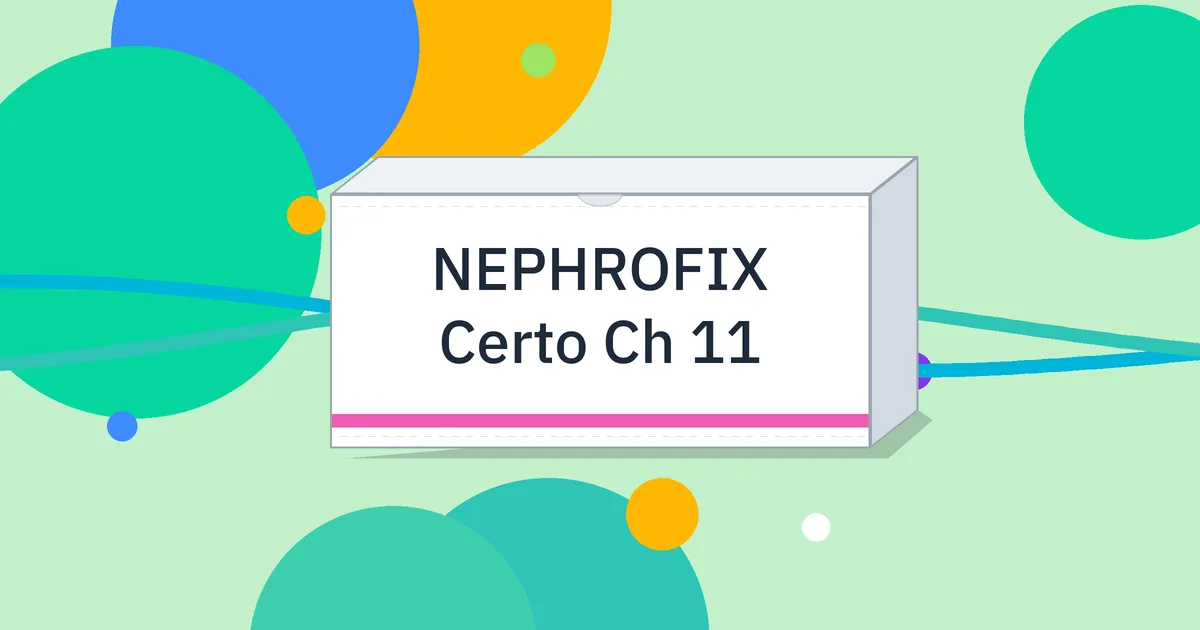 Symbolbild: Packung mit der Aufschrift NEPHROFIX Certo Ch 11 (PZN 04341258) – Verfügbarkeit und Bezug in Apotheken in Frankfurt am Main