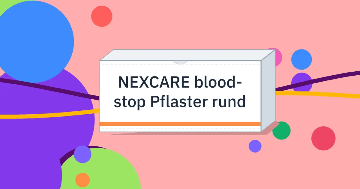 Symbolbild: Packung mit der Aufschrift NEXCARE blood-stop Pflaster rund (PZN 13898876) – Verfügbarkeit und Bezug in Apotheken in Frankfurt am Main
