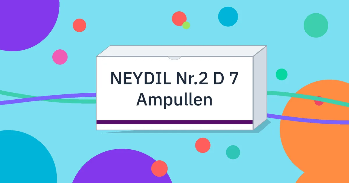 Symbolbild: Packung mit der Aufschrift NEYDIL Nr.2 D 7 Ampullen (PZN 06486392) – Verfügbarkeit und Bezug in Apotheken in Frankfurt am Main