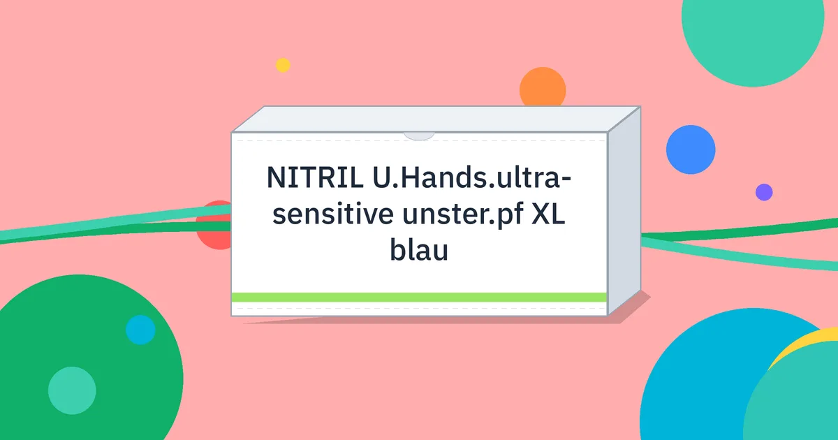 Symbolbild: Packung mit der Aufschrift NITRIL U.Hands.ultra-sensitive unster.pf XL blau (PZN 13974005) – Verfügbarkeit und Bezug in Apotheken in Frankfurt am Main