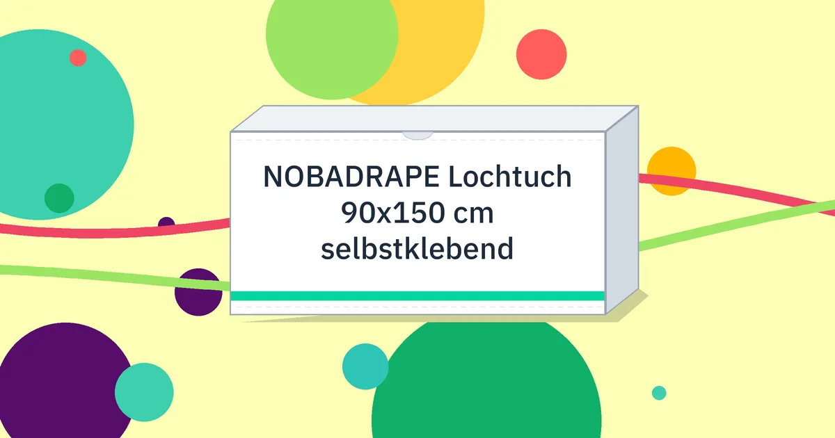 Symbolbild: Packung mit der Aufschrift NOBADRAPE Lochtuch 90x150 cm selbstklebend (PZN 02292544) – Verfügbarkeit und Bezug in Apotheken in Frankfurt am Main