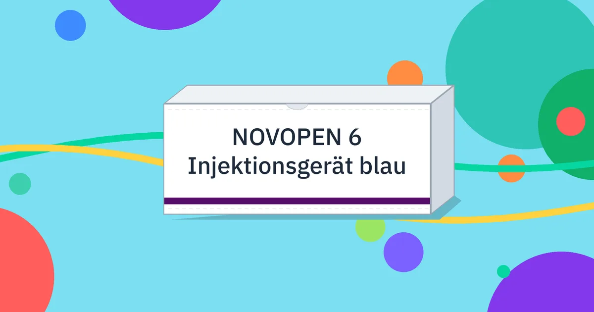 Symbolbild: Packung mit der Aufschrift NOVOPEN 6 Injektionsgerät blau (PZN 18222178) – Verfügbarkeit und Bezug in Apotheken in Frankfurt am Main