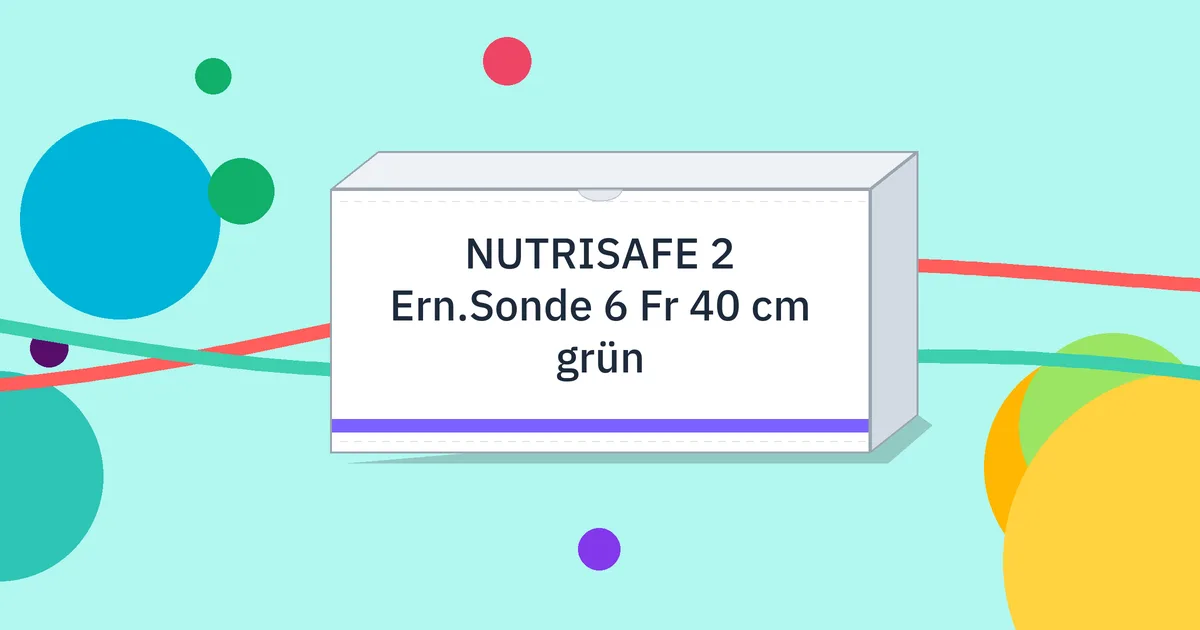 Symbolbild: Packung mit der Aufschrift NUTRISAFE 2 Ern.Sonde 6 Fr 40 cm grün (PZN 12907426) – Verfügbarkeit und Bezug in Apotheken in Frankfurt am Main