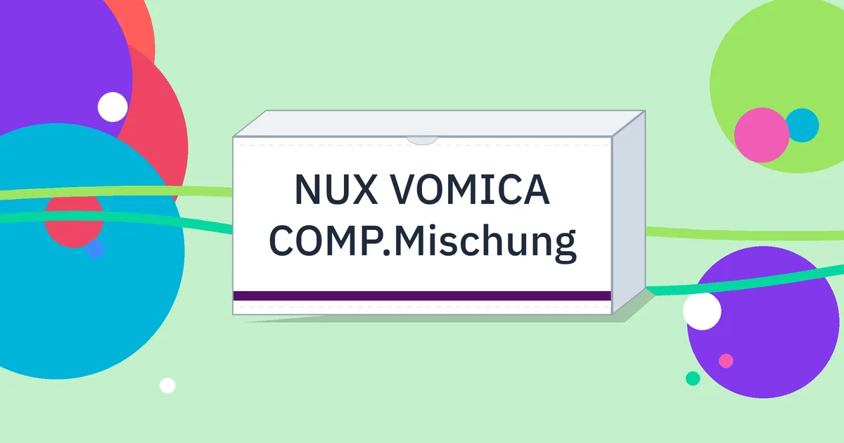 Symbolbild: Packung mit der Aufschrift NUX VOMICA COMP.Mischung (PZN 01613615) – Verfügbarkeit und Bezug in Apotheken in Frankfurt am Main