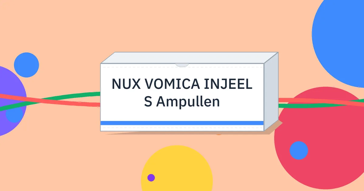 Symbolbild: Packung mit der Aufschrift NUX VOMICA INJEEL S Ampullen (PZN 04563119) – Verfügbarkeit und Bezug in Apotheken in Frankfurt am Main
