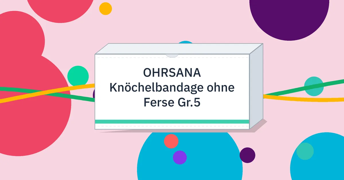 Symbolbild: Packung mit der Aufschrift OHRSANA Knöchelbandage ohne Ferse Gr.5 (PZN 02669569) – Verfügbarkeit und Bezug in Apotheken in Frankfurt am Main