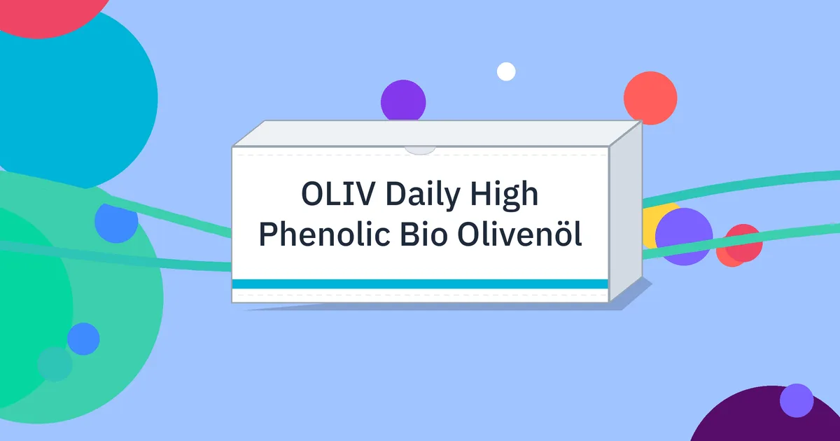 Symbolbild: Packung mit der Aufschrift OLIV Daily High Phenolic Bio Olivenöl (PZN 18326848) – Verfügbarkeit und Bezug in Apotheken in Frankfurt am Main