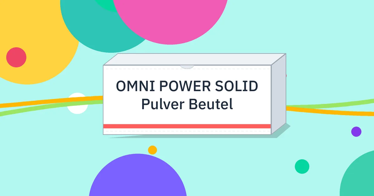 Symbolbild: Packung mit der Aufschrift OMNI POWER SOLID Pulver Beutel (PZN 18436985) – Verfügbarkeit und Bezug in Apotheken in Frankfurt am Main