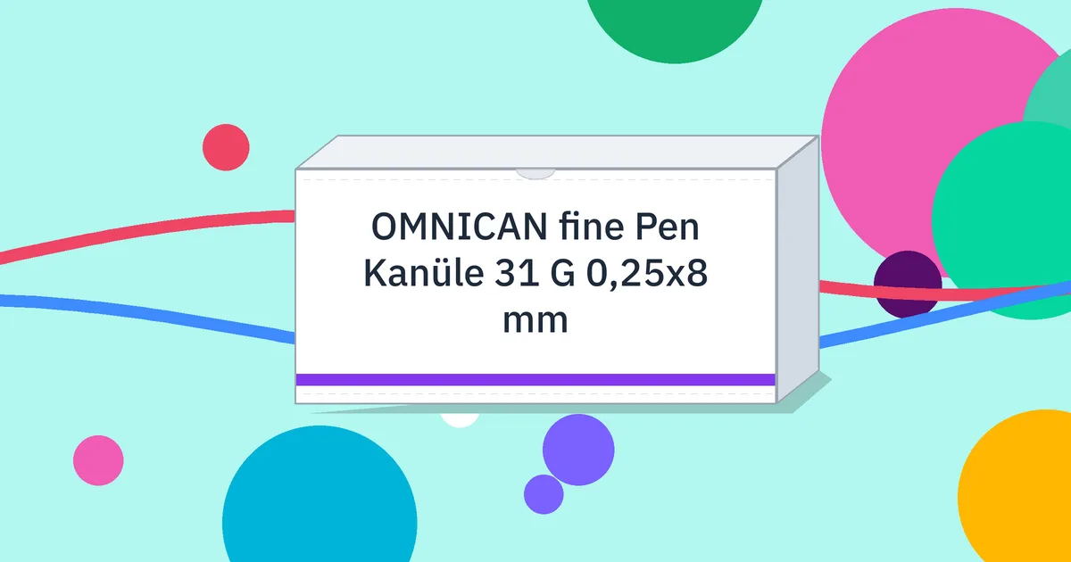 Symbolbild: Packung mit der Aufschrift OMNICAN fine Pen Kanüle 31 G 0,25x8 mm (PZN 10333642) – Verfügbarkeit und Bezug in Apotheken in Frankfurt am Main