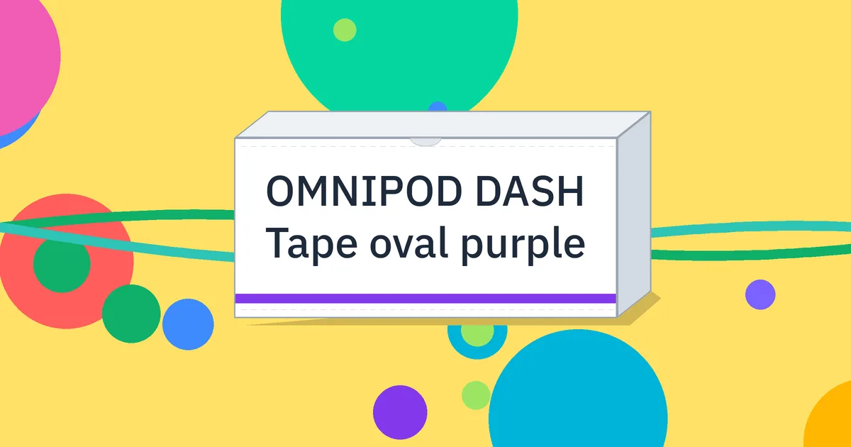 Symbolbild: Packung mit der Aufschrift OMNIPOD DASH Tape oval purple (PZN 18178945) – Verfügbarkeit und Bezug in Apotheken in Frankfurt am Main