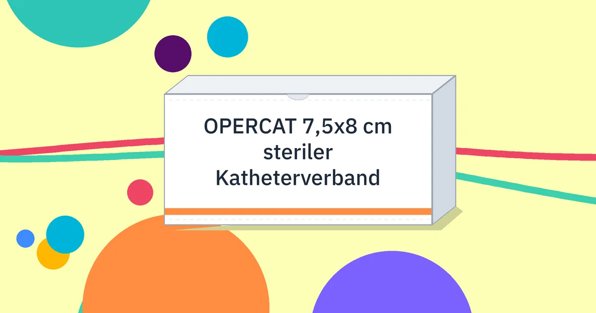 Symbolbild: Packung mit der Aufschrift OPERCAT 7,5x8 cm steriler Katheterverband (PZN 09771667) – Verfügbarkeit und Bezug in Apotheken in Frankfurt am Main