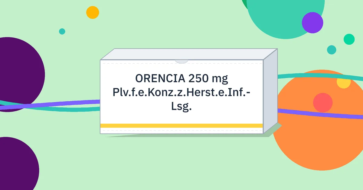 Symbolbild: Packung mit der Aufschrift ORENCIA 250 mg Plv.f.e.Konz.z.Herst.e.Inf.-Lsg. (PZN 18713249) – Verfügbarkeit und Bezug in Apotheken in Frankfurt am Main