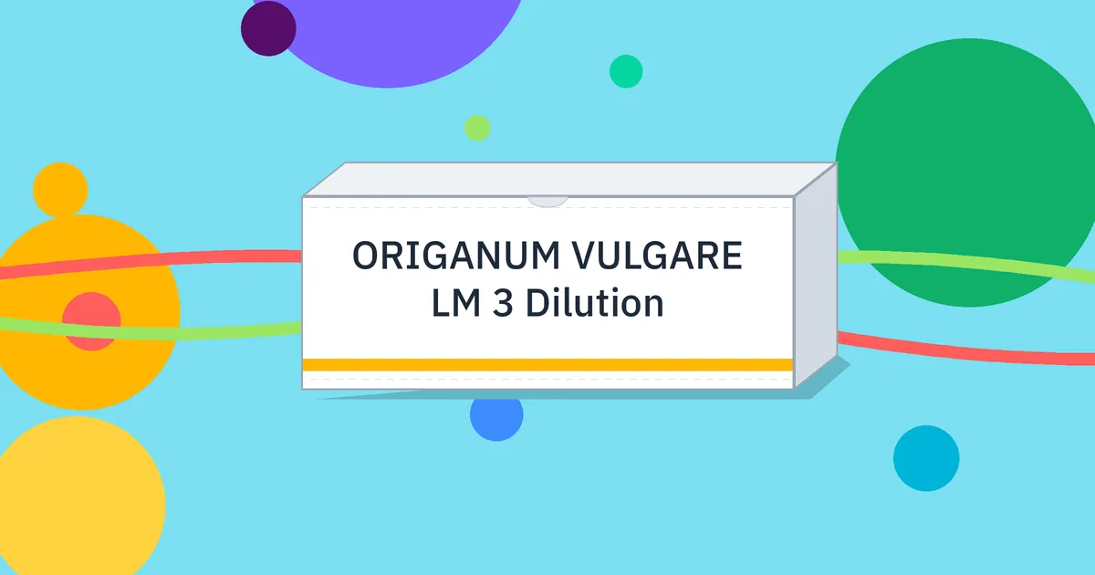 Symbolbild: Packung mit der Aufschrift ORIGANUM VULGARE LM 3 Dilution (PZN 12972949) – Verfügbarkeit und Bezug in Apotheken in Frankfurt am Main