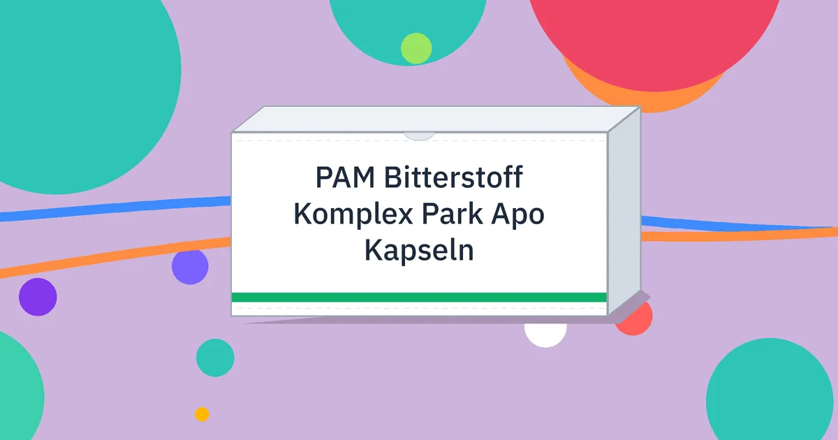 Symbolbild: Packung mit der Aufschrift PAM Bitterstoff Komplex Park Apo Kapseln (PZN 20280160) – Verfügbarkeit und Bezug in Apotheken in Frankfurt am Main