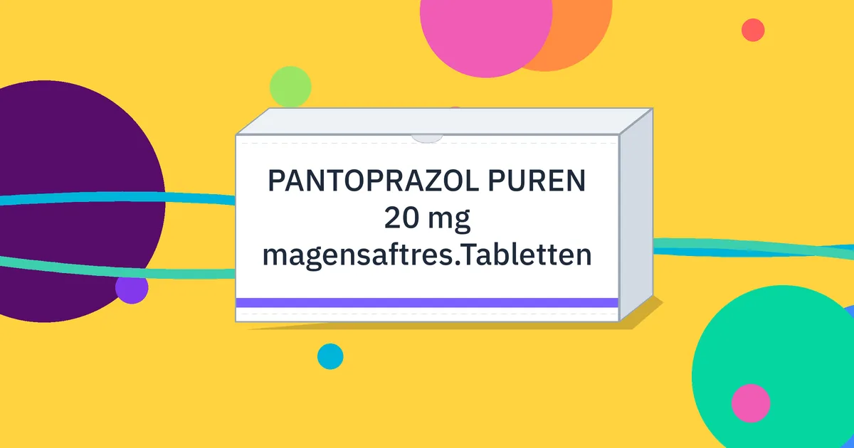 Symbolbild: Packung mit der Aufschrift PANTOPRAZOL PUREN 20 mg magensaftres.Tabletten (PZN 15786331) – Verfügbarkeit und Bezug in Apotheken in Frankfurt am Main