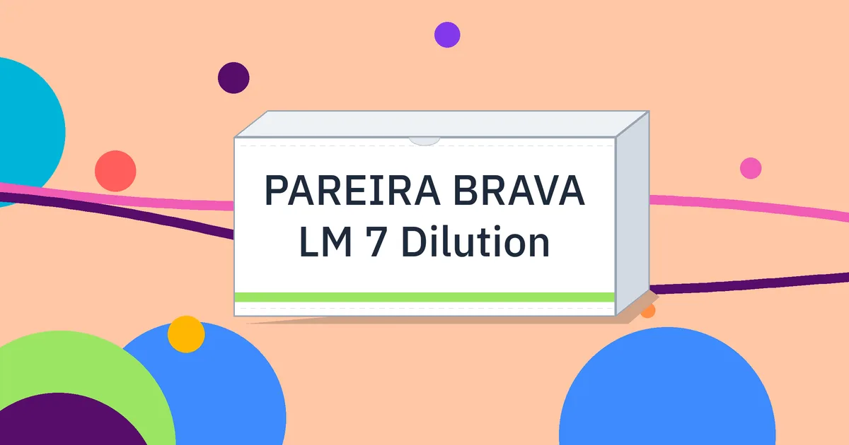 Symbolbild: Packung mit der Aufschrift PAREIRA BRAVA LM 7 Dilution (PZN 13631328) – Verfügbarkeit und Bezug in Apotheken in Frankfurt am Main