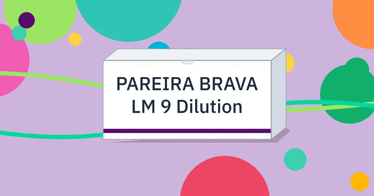 Symbolbild: Packung mit der Aufschrift PAREIRA BRAVA LM 9 Dilution (PZN 13631340) – Verfügbarkeit und Bezug in Apotheken in Frankfurt am Main