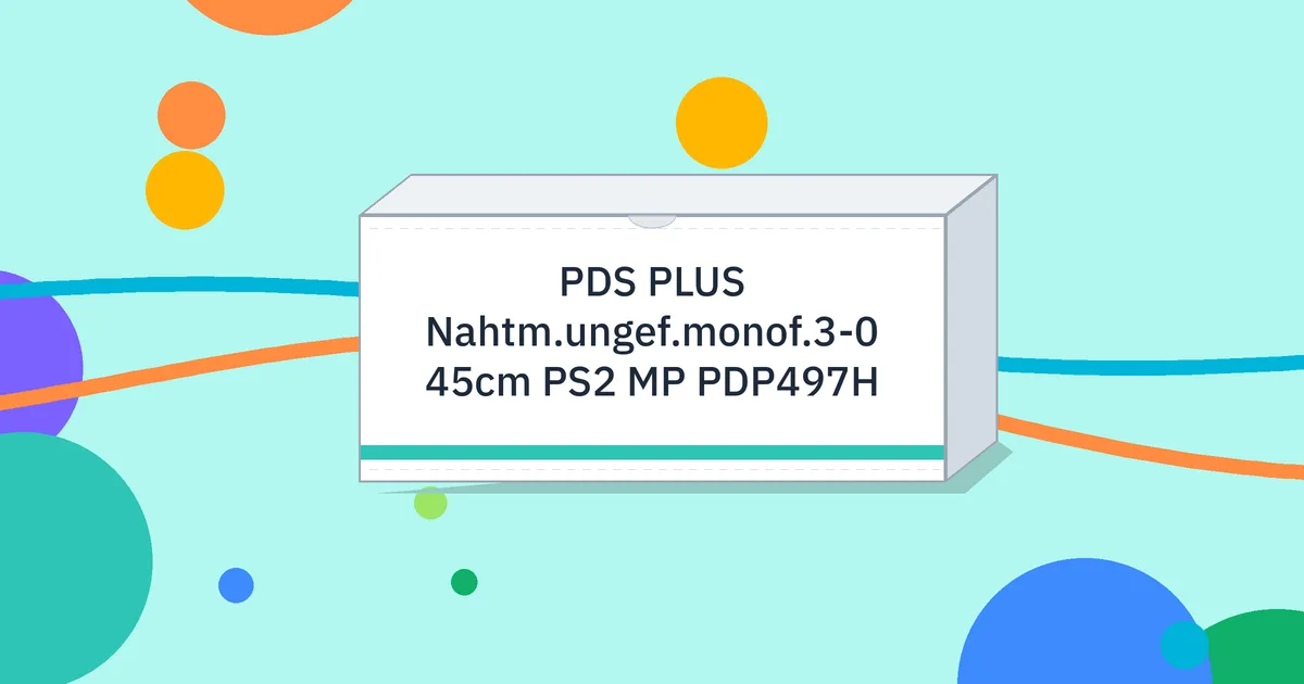 Symbolbild: Packung mit der Aufschrift PDS PLUS Nahtm.ungef.monof.3-0 45cm PS2 MP PDP497H (PZN 20173725) – Verfügbarkeit und Bezug in Apotheken in Frankfurt am Main