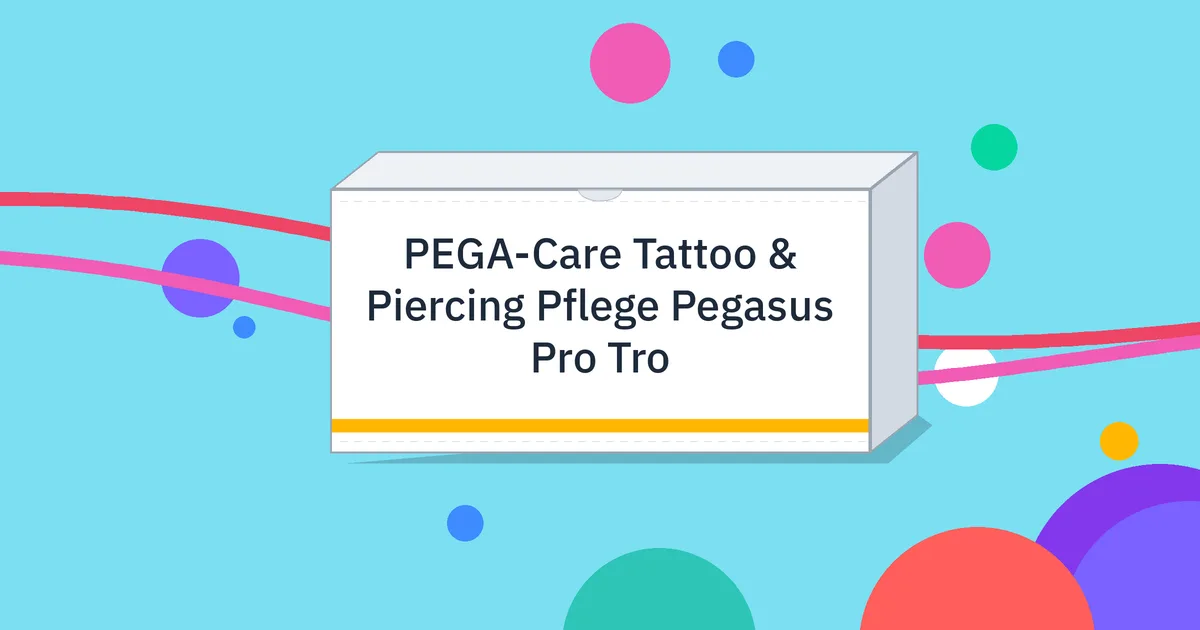 Symbolbild: Packung mit der Aufschrift PEGA-Care Tattoo & Piercing Pflege Pegasus Pro Tro (PZN 18353609) – Verfügbarkeit und Bezug in Apotheken in Frankfurt am Main