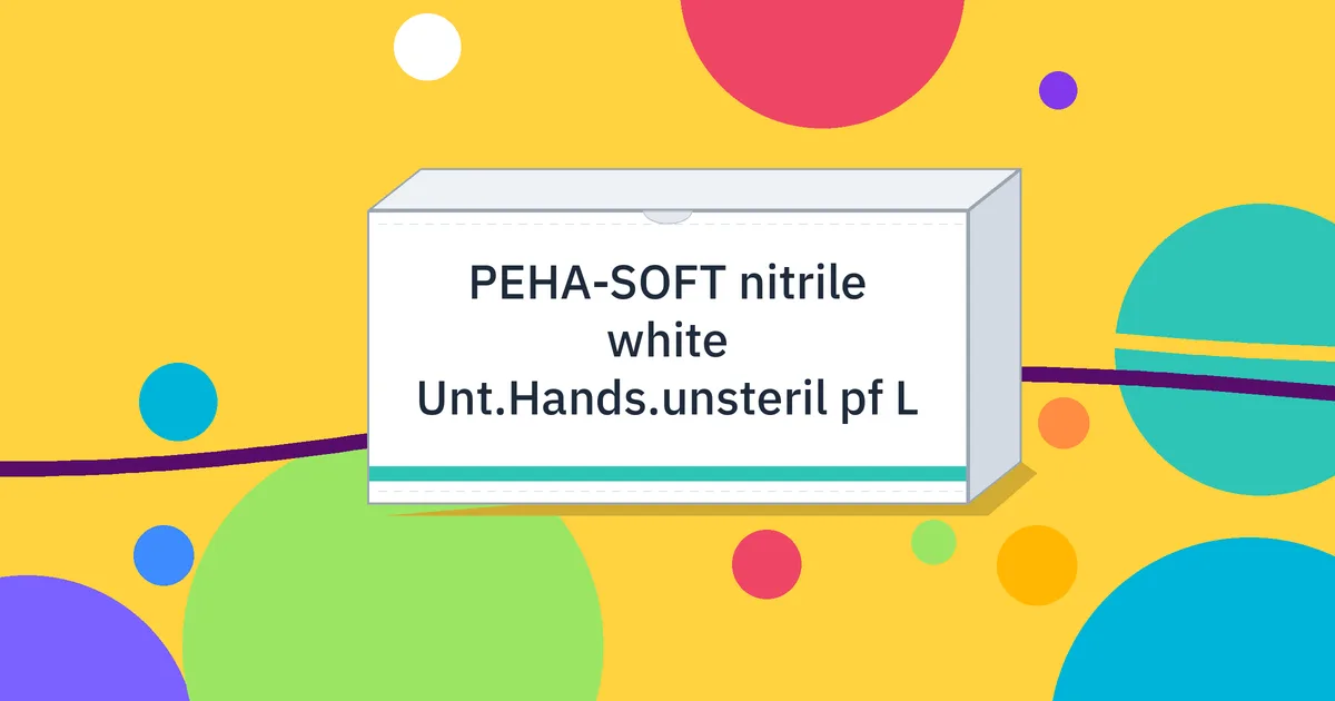 Symbolbild: Packung mit der Aufschrift PEHA-SOFT nitrile white Unt.Hands.unsteril pf L (PZN 09213743) – Verfügbarkeit und Bezug in Apotheken in Frankfurt am Main