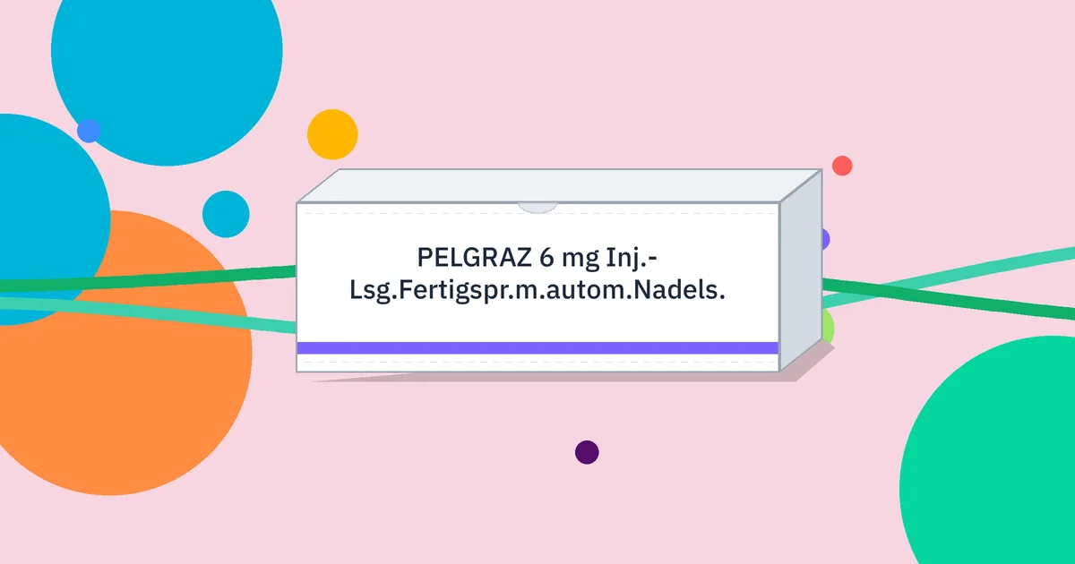 Symbolbild: Packung mit der Aufschrift PELGRAZ 6 mg Inj.-Lsg.Fertigspr.m.autom.Nadels. (PZN 15386956) – Verfügbarkeit und Bezug in Apotheken in Frankfurt am Main